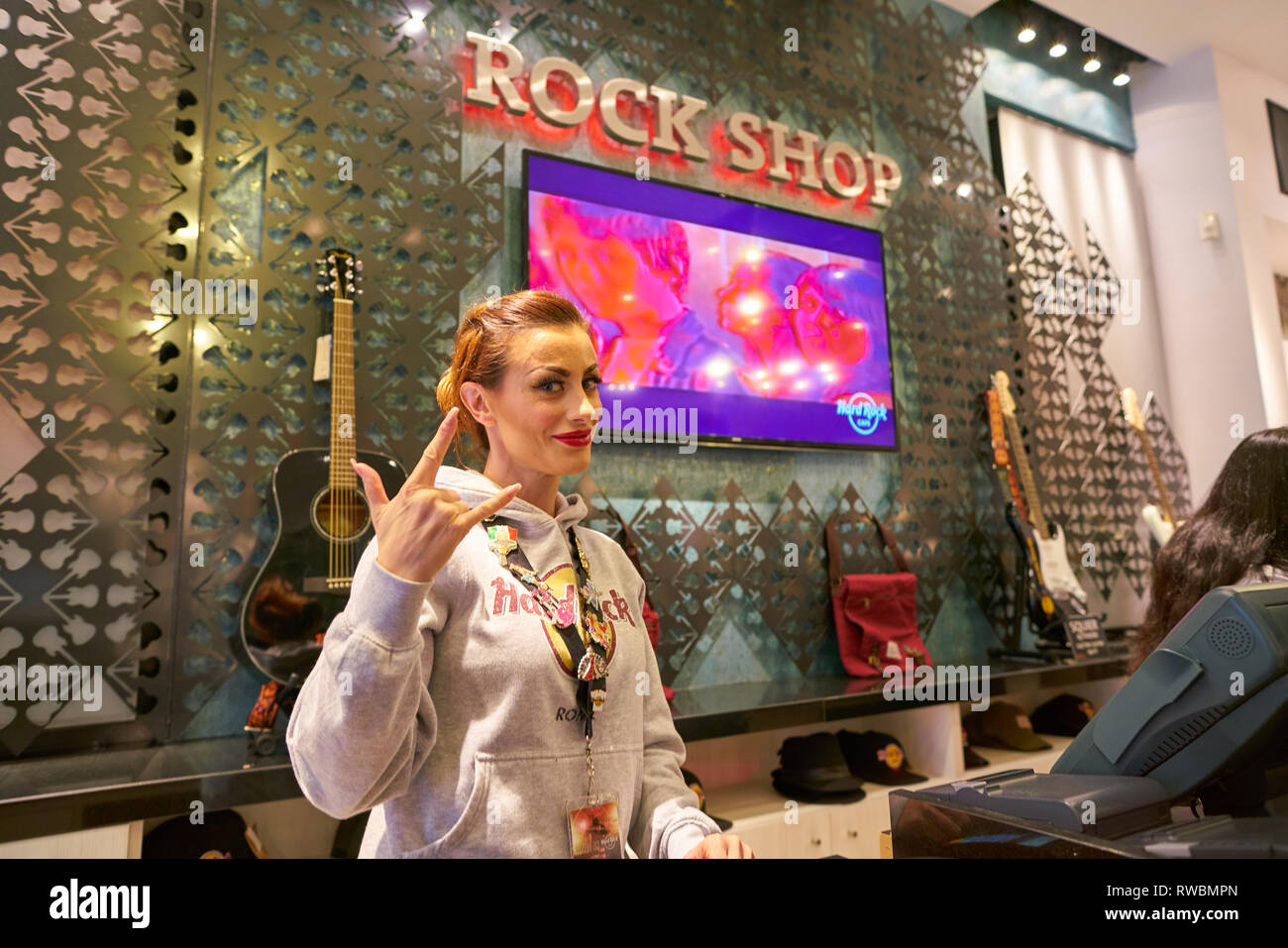 ROME, ITALY - CIRCA NOVEMBER, 2017: indoor portrait of staff at Rock ...