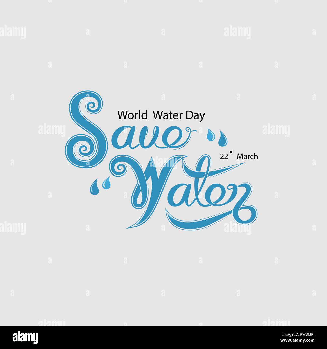 Blue Save Water Typographical Design Elements.World Water Day icon ...