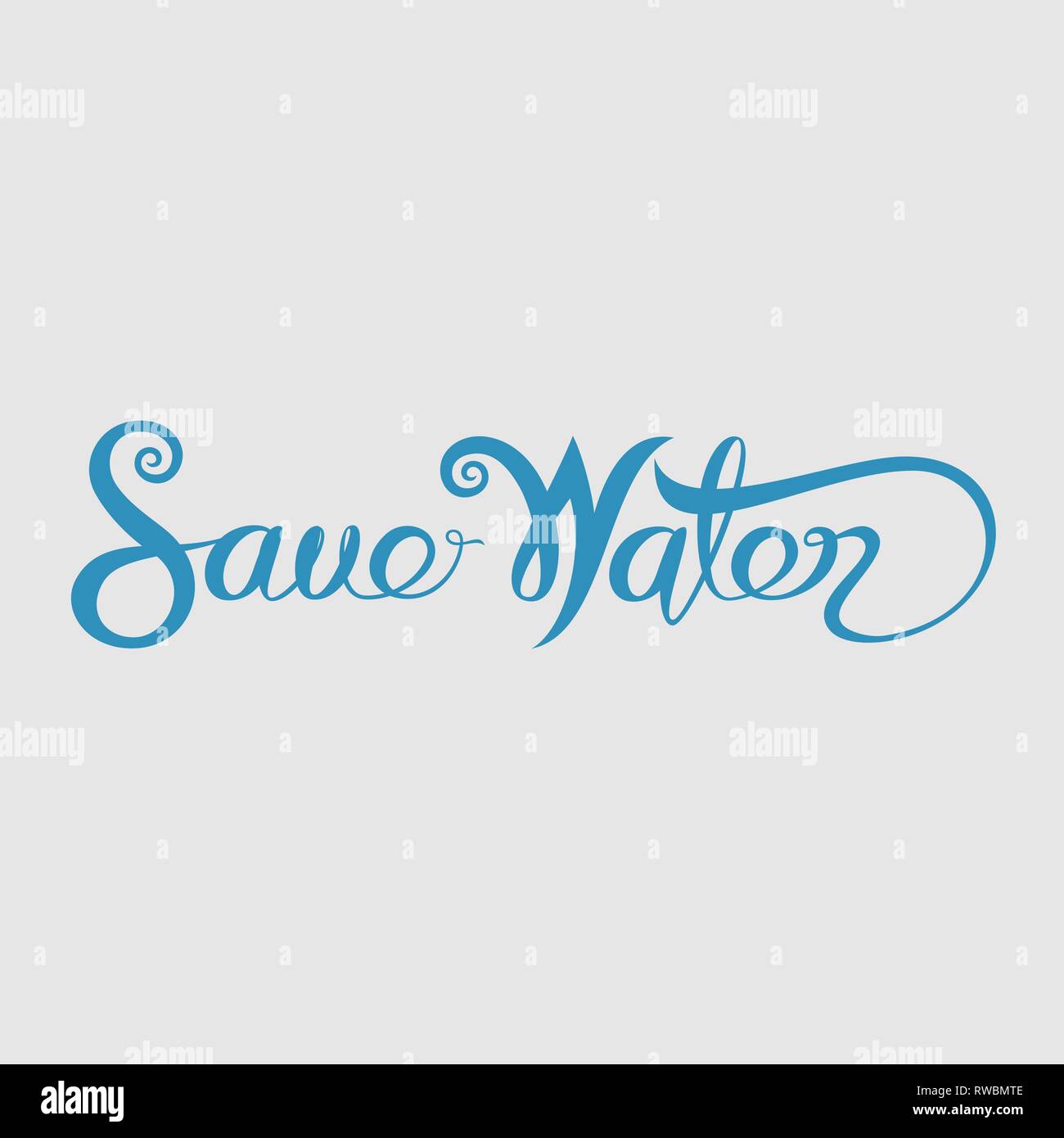 Blue Save Water Typographical Design Elements.World Water Day icon ...