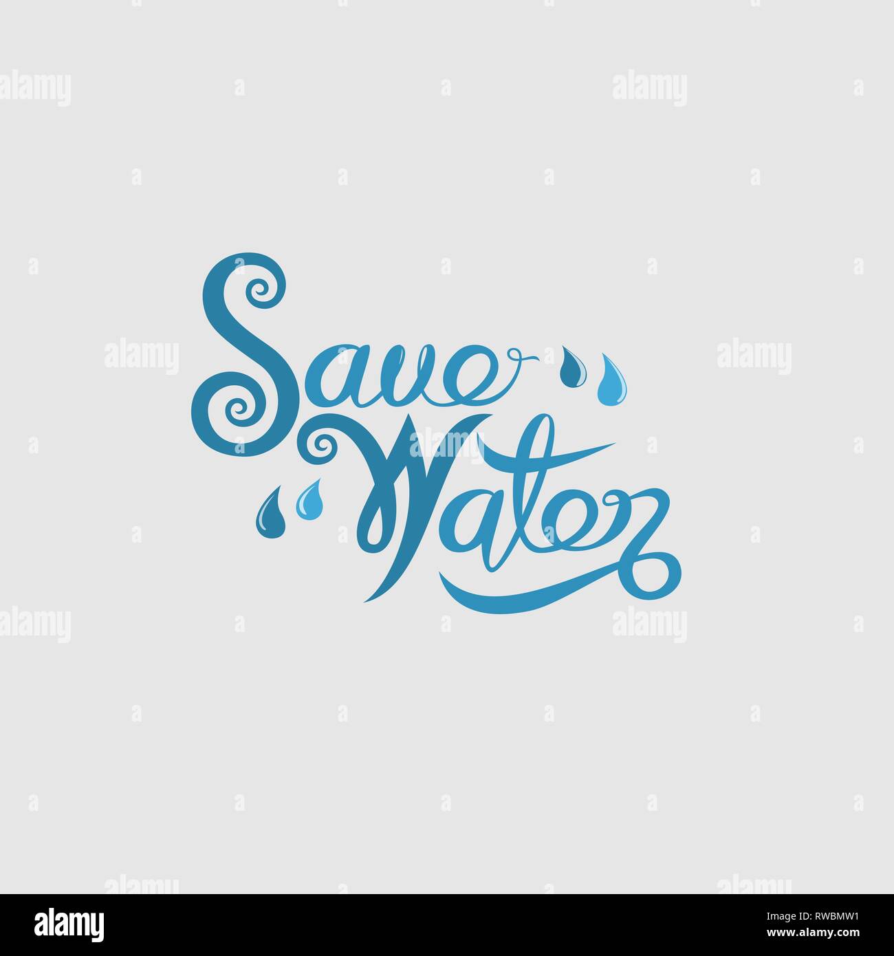 Blue Save Water Typographical Design Elements.World Water Day icon ...
