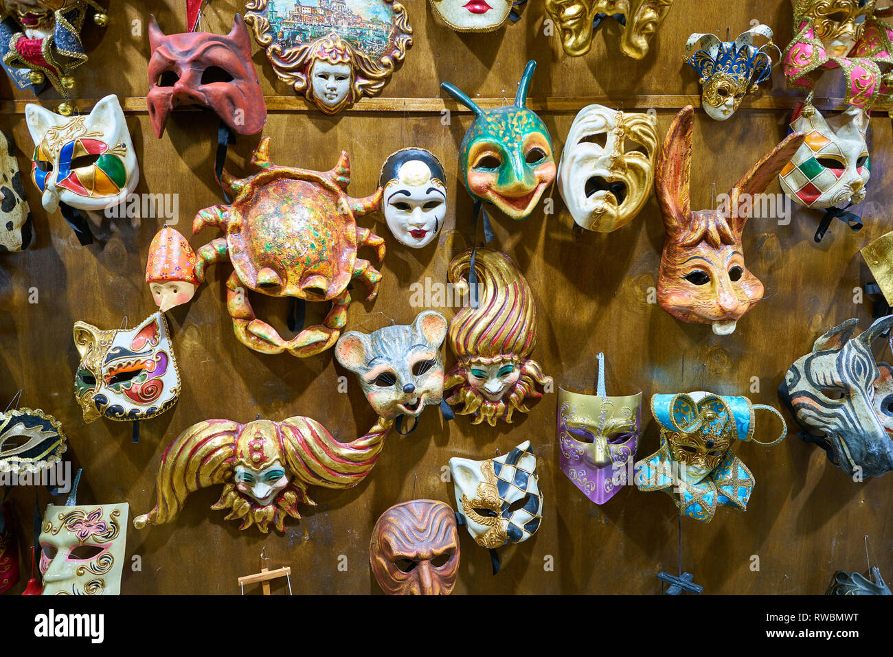 ROME, ITALY - CIRCA NOVEMBER, 2017: masks on display at a shop in Rome ...
