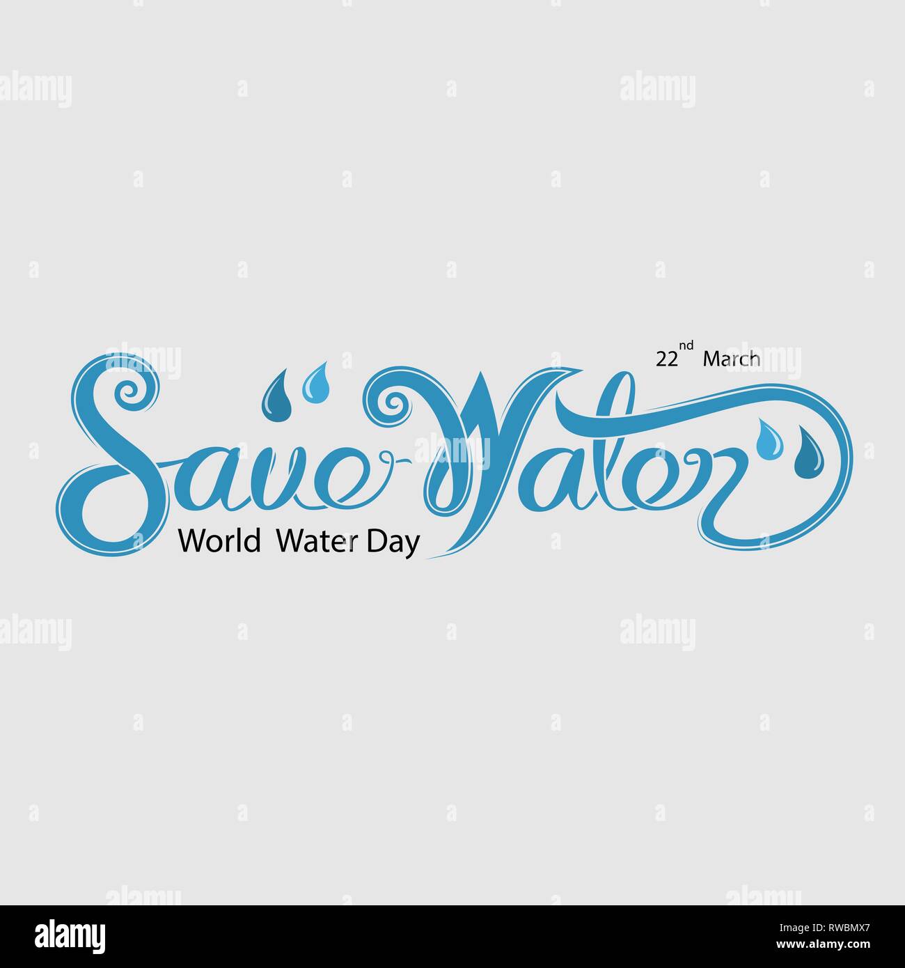 Blue Save Water Typographical Design Elements.World Water Day icon ...