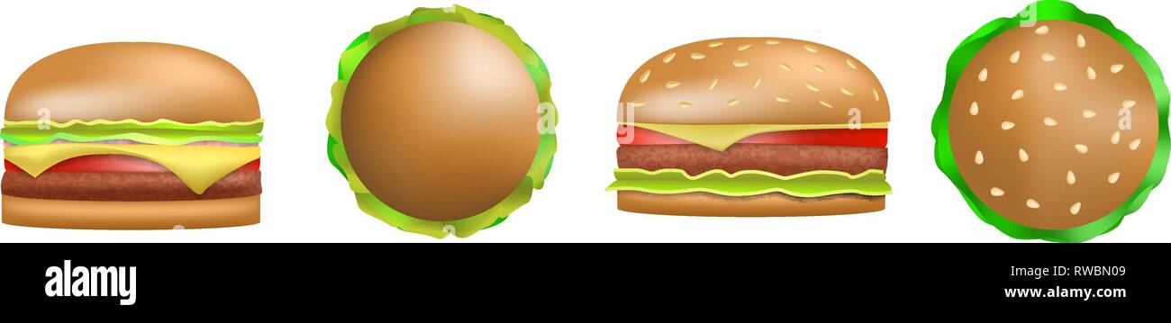 Burger icons set, realistic style Stock Vector Image & Art - Alamy