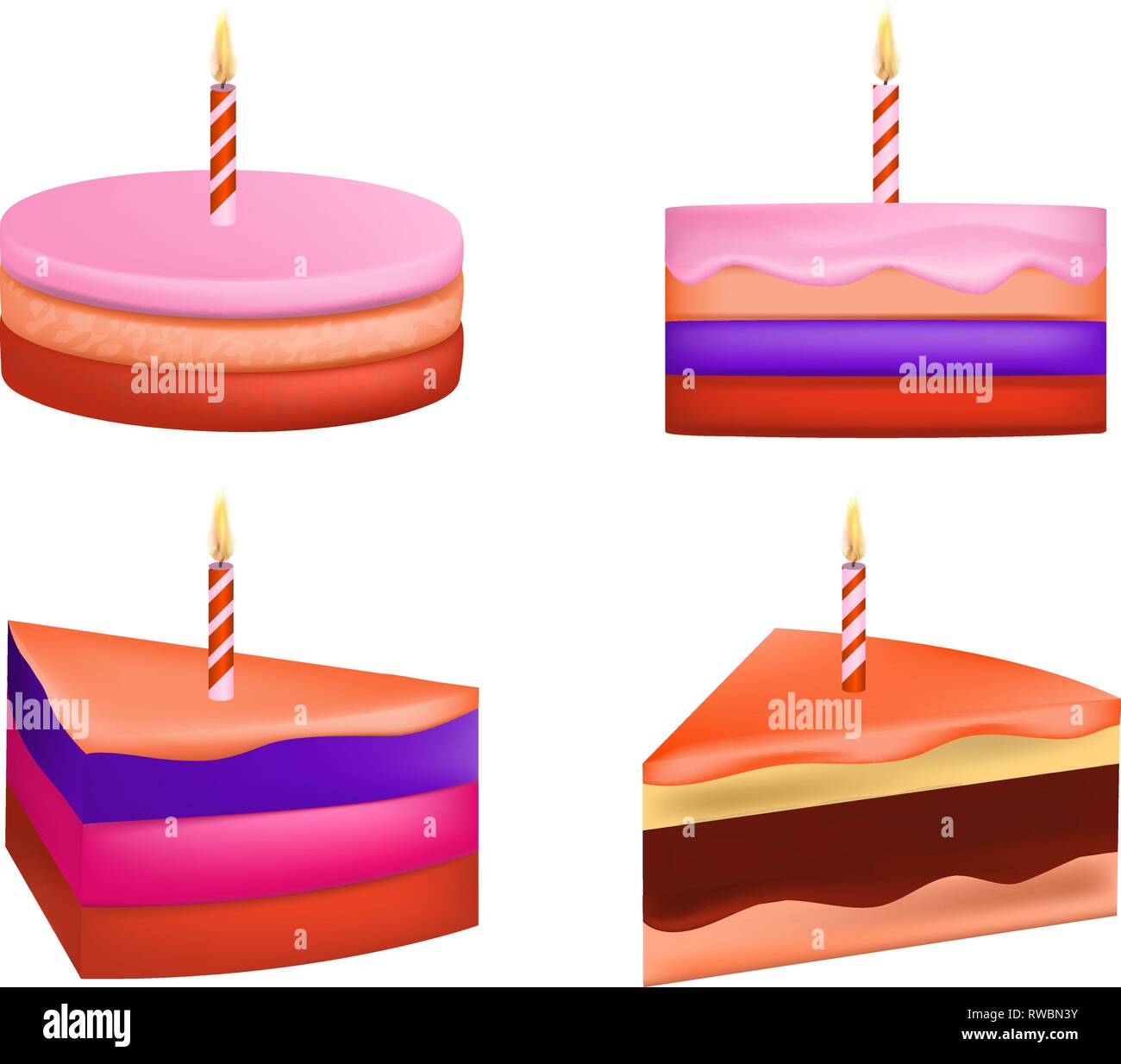 Cake birthday icons set, realistic style Stock Vector Image & Art - Alamy