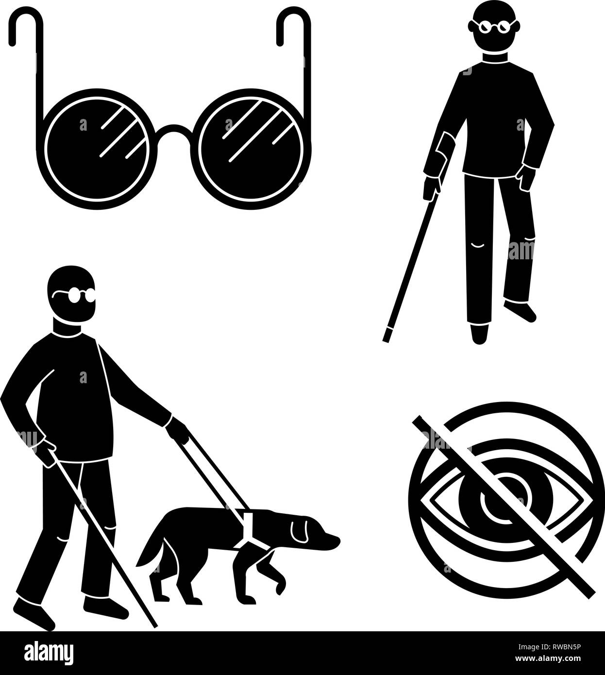 Blind people icons set, simple style Stock Vector Image & Art - Alamy