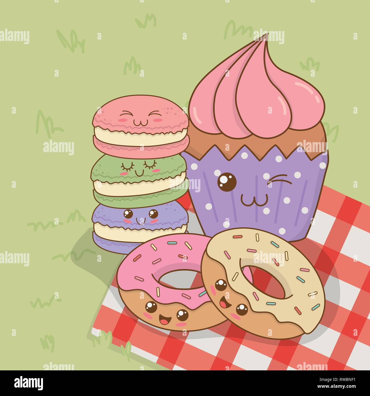 sweet donuts and cupcake kawaii characters Stock Vector Image & Art - Alamy