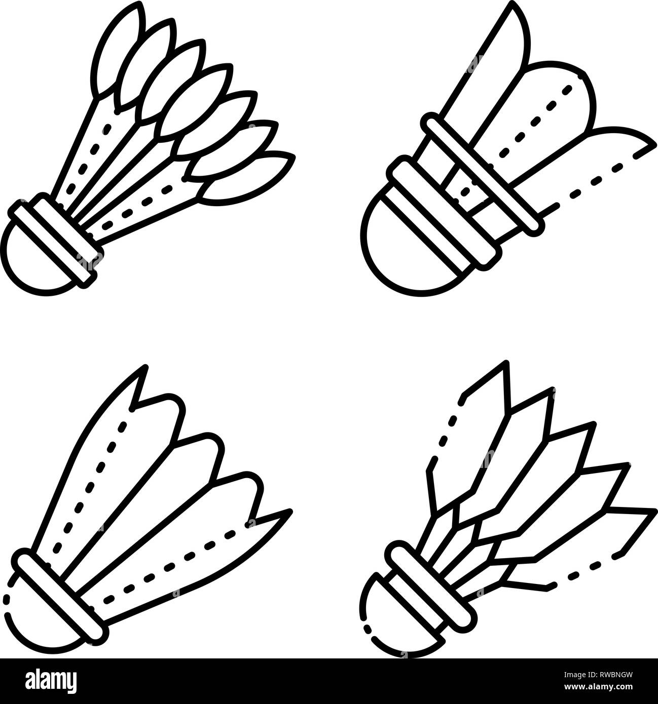 Shuttlecock icons set, outline style Stock Vector Image & Art - Alamy