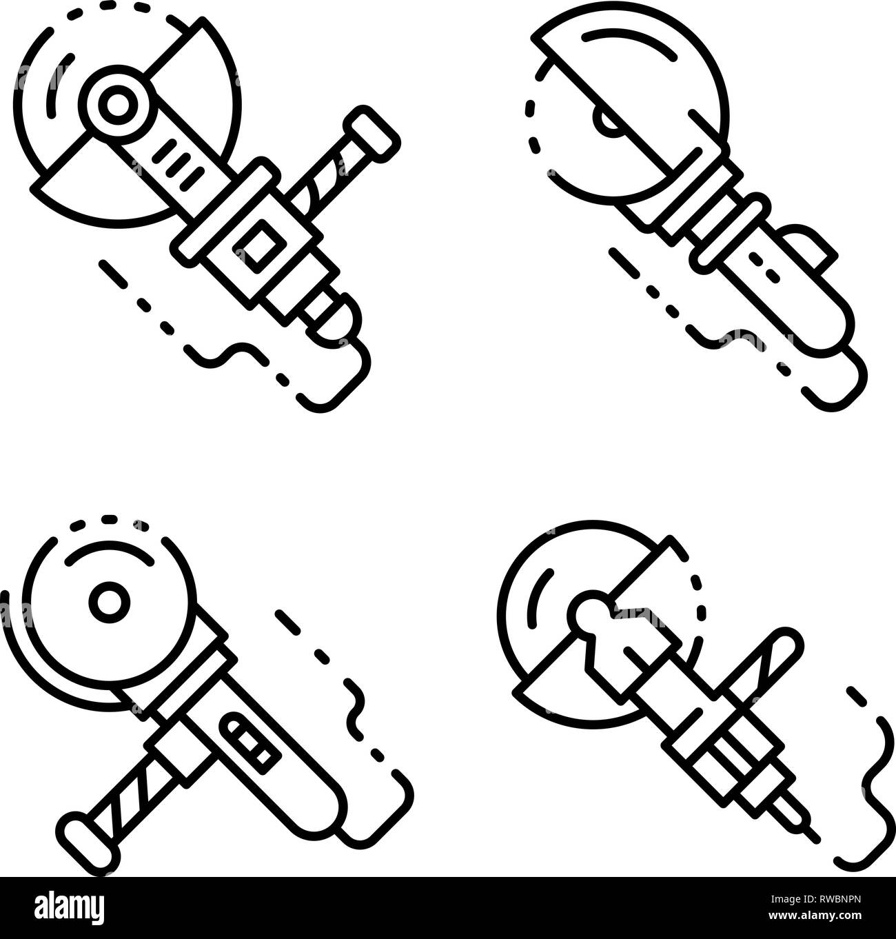 Angle grinder icons set, outline style Stock Vector Image & Art - Alamy