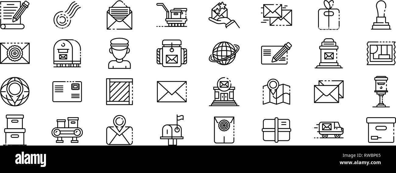 Postman Icons Set Outline Style Stock Vector Image And Art Alamy