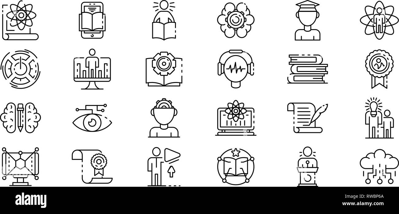 Interactive learning icons set, outline style Stock Vector Image & Art ...