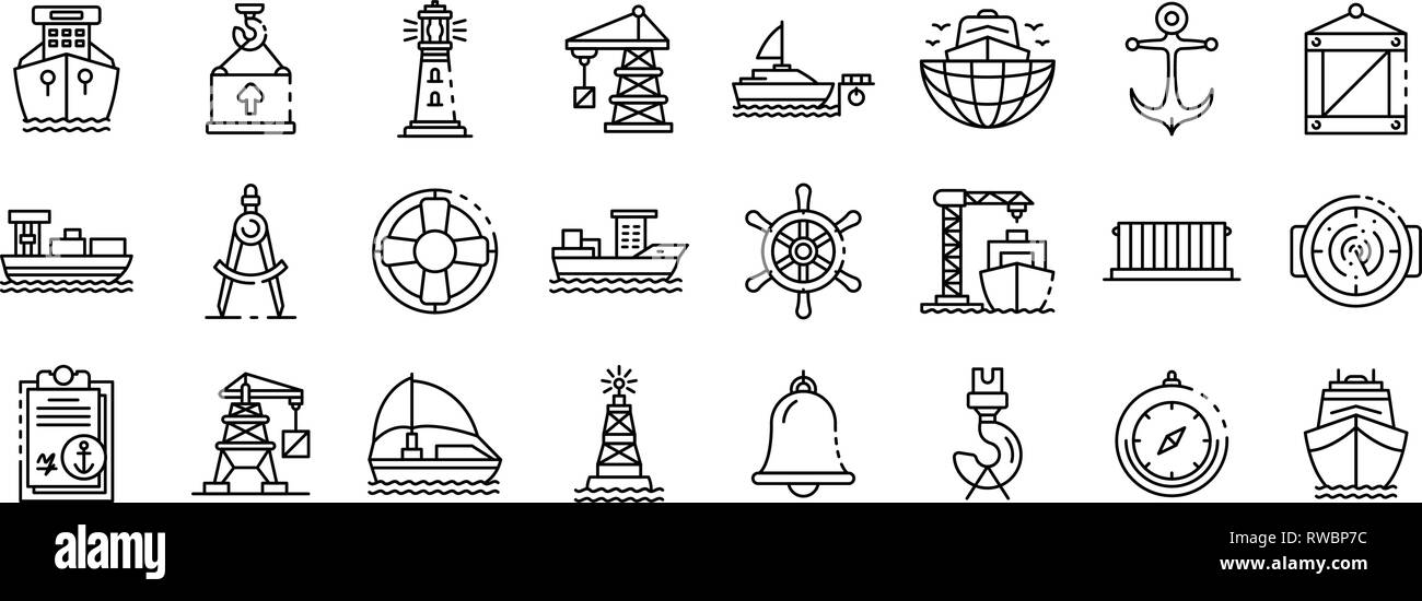 Marine port icons set, outline style Stock Vector Image & Art - Alamy