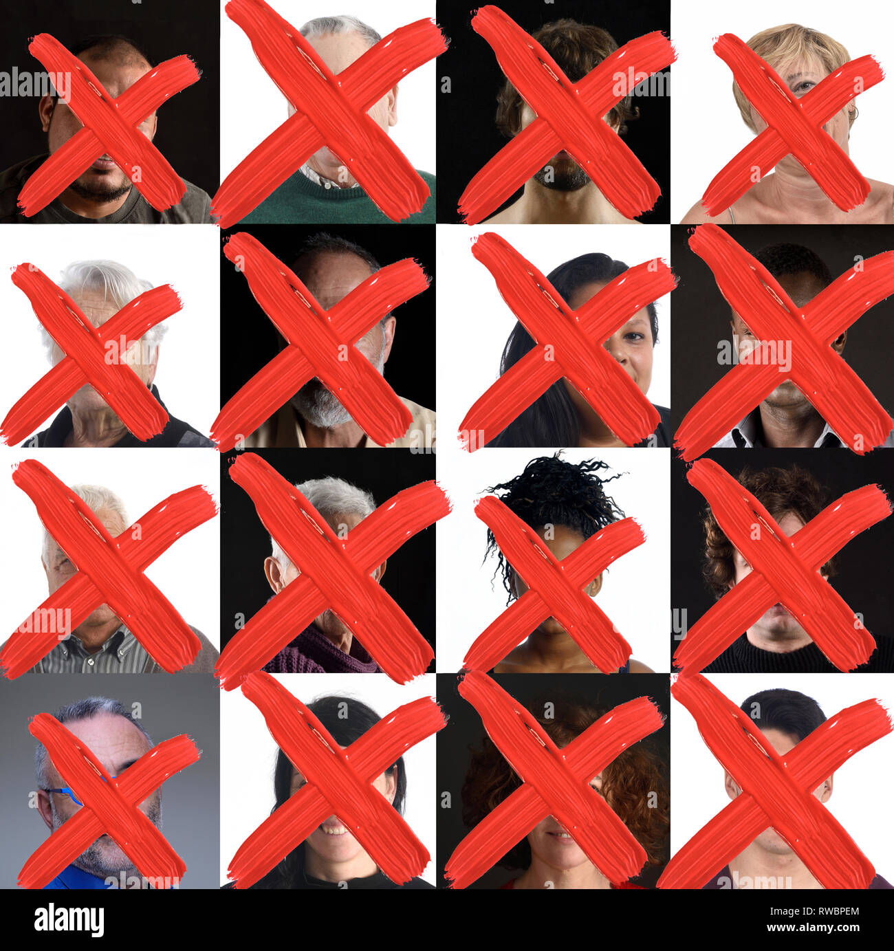 people crossed out on white background Stock Photo - Alamy