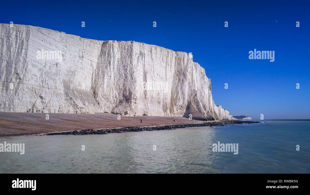 Famous Seven Sisters White Cliffs at the coast of Sussex England Stock ...