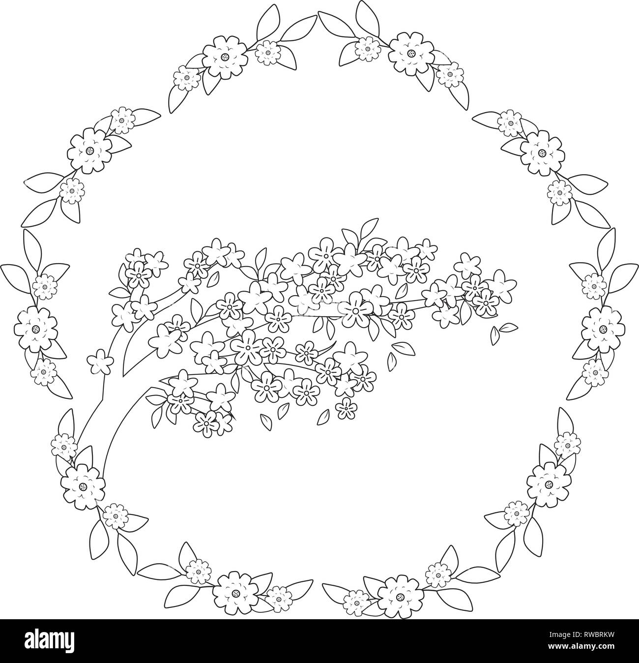 tree branch with flowers and crown Stock Vector Image & Art - Alamy