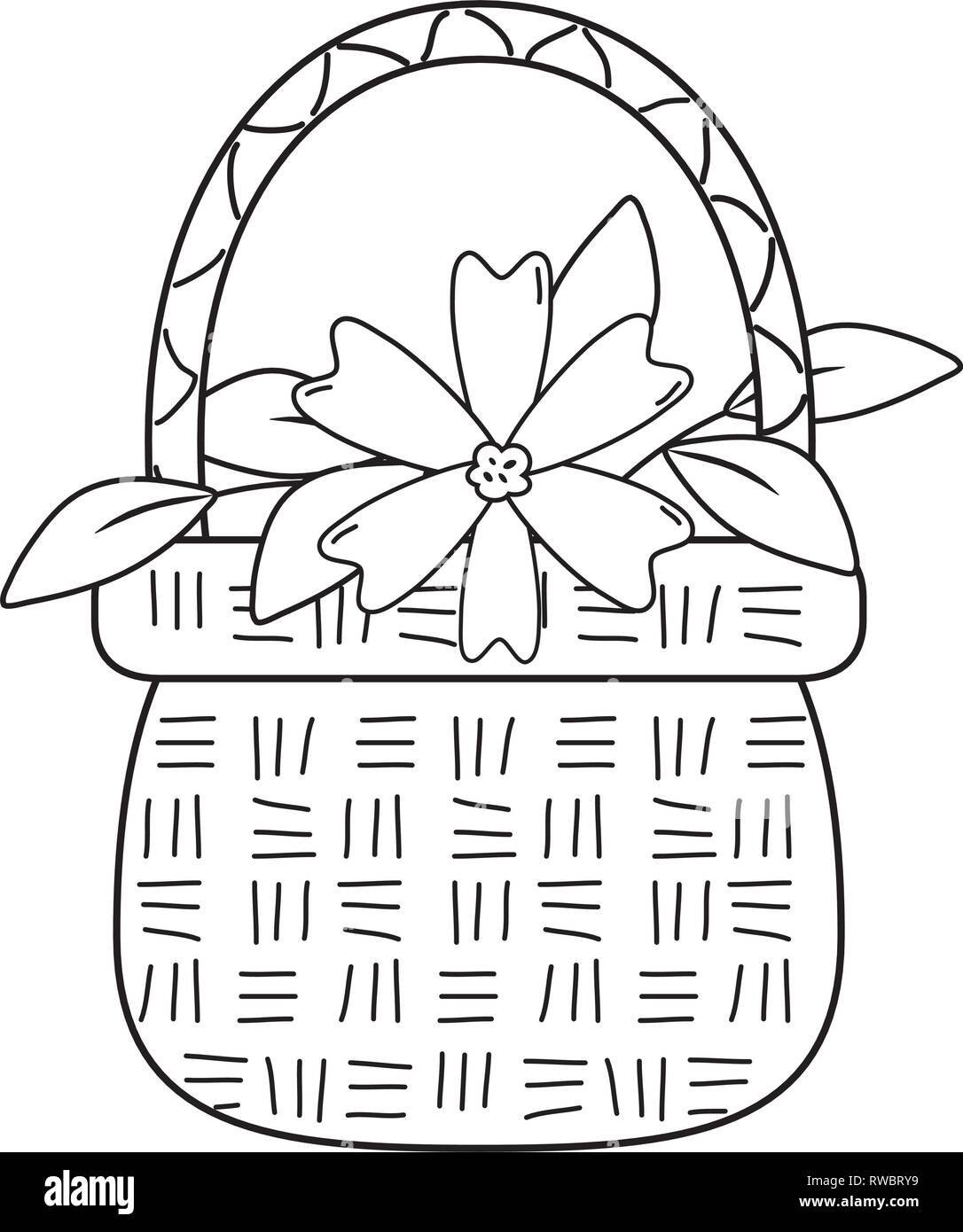 cute basket straw with flower and leaf Stock Vector Image & Art - Alamy