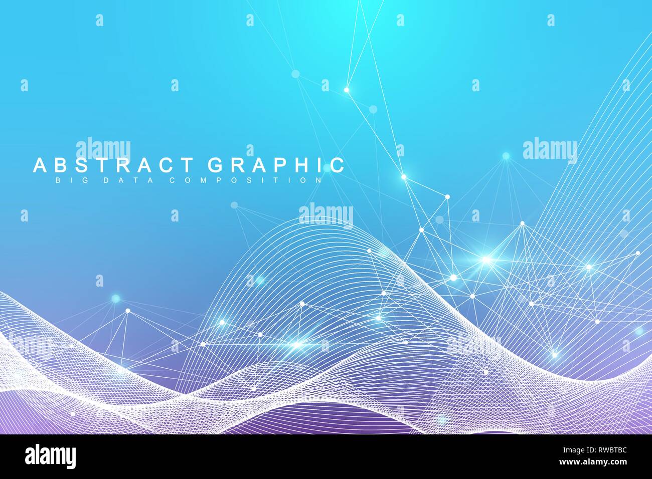 Geometric abstract background with connected line and dots. Network and ...