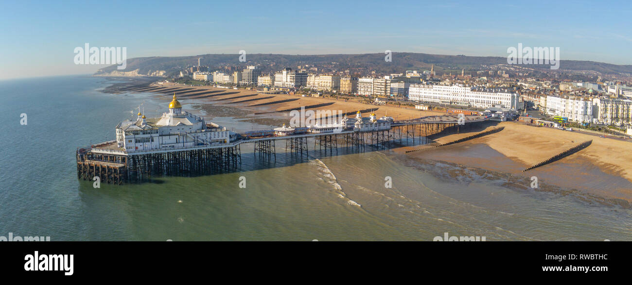 Aerial view over Eastbourne Pier at the south coast of England Stock ...