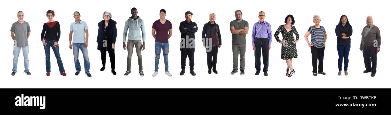 group of mixed people on white Stock Photo - Alamy