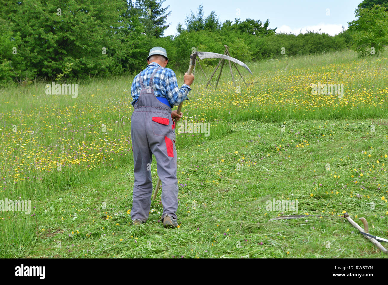 Farmer Scythe Dww Steel Grass Sickle Small Scythe Folding Handle