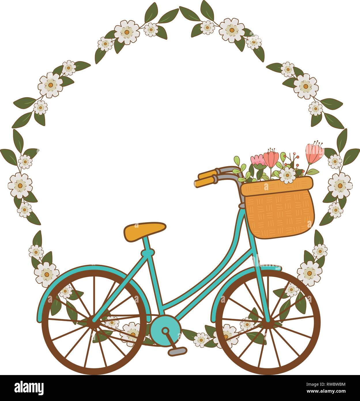 Vintage Bicycle With Basket Clip Art