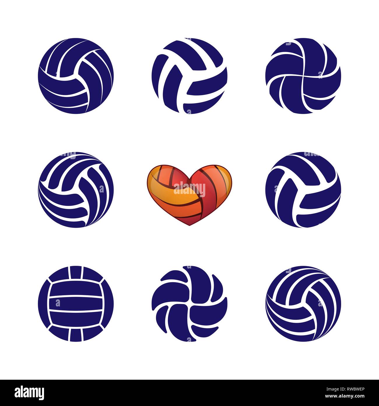 Abstract volleyball symbols different forms isolated on white ...