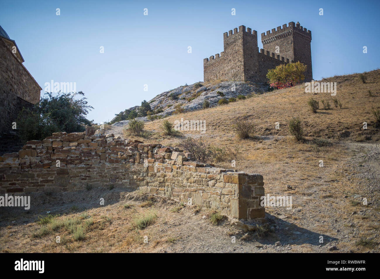 Tower of Genoa fortress in Sudak Crimea Stock Photo - Alamy