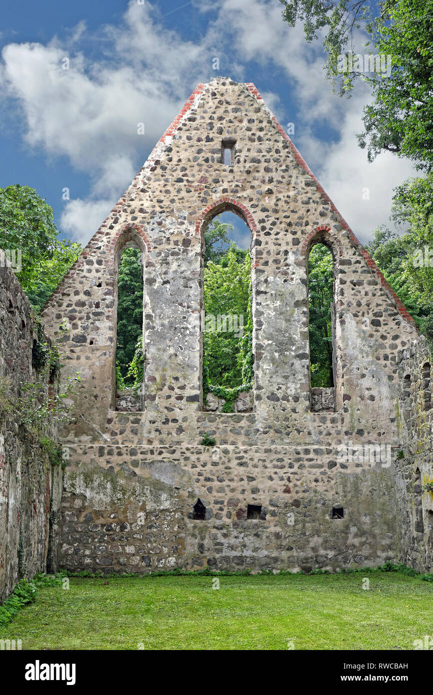 Gable end of the former monastery church in Zehdenick in Germany Stock ...