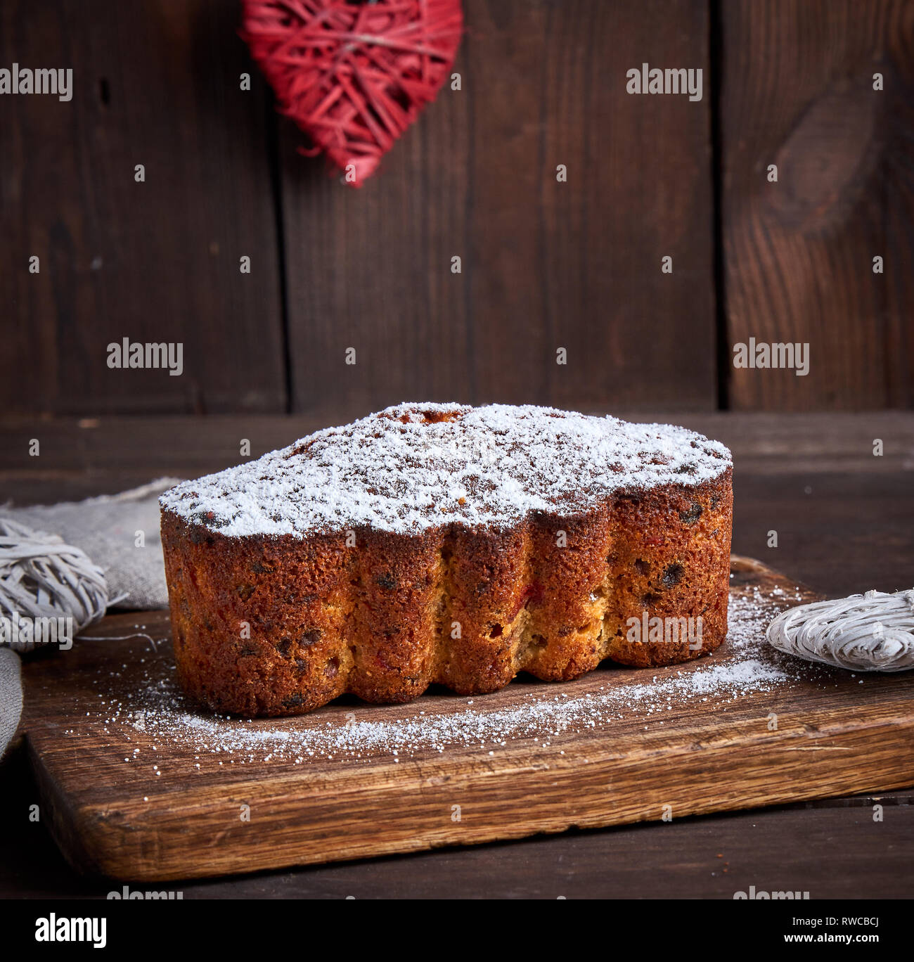 traditional European Stollen cake with nuts and candied fruit Stock ...