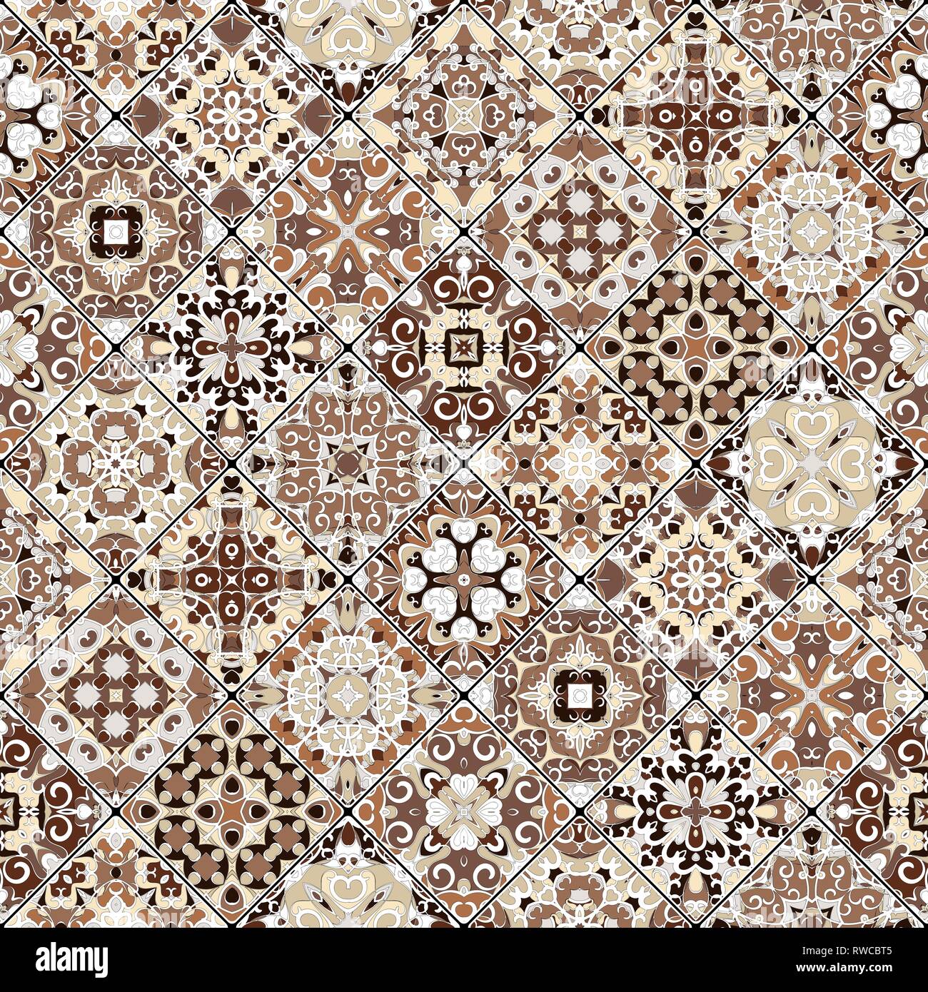 Abstract patterns in the mosaic set. Square scraps in oriental style ...