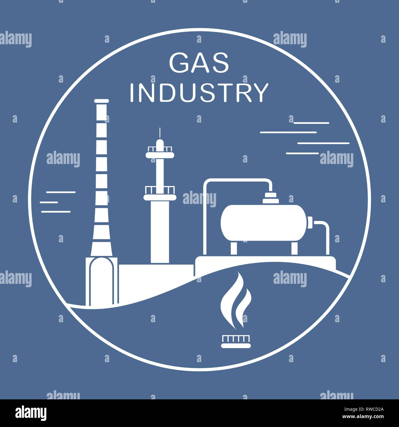 Vector illustration with equipment for gas production. Gas industry ...