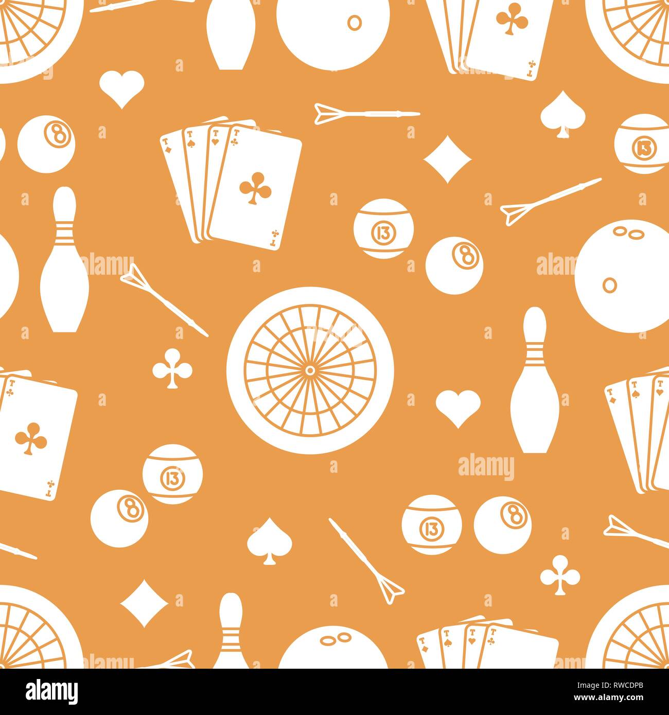 Seamless pattern with bowling pins and bowls, target and arrows for ...