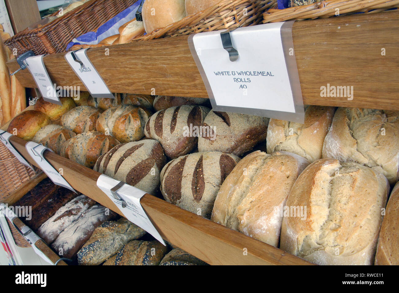 Bread on display in a bakery Stock Photo - Alamy