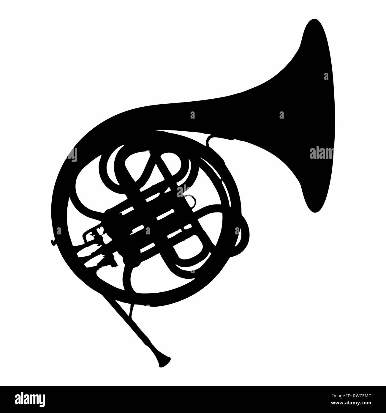French horn wind instrument Cut Out Stock Images & Pictures - Alamy