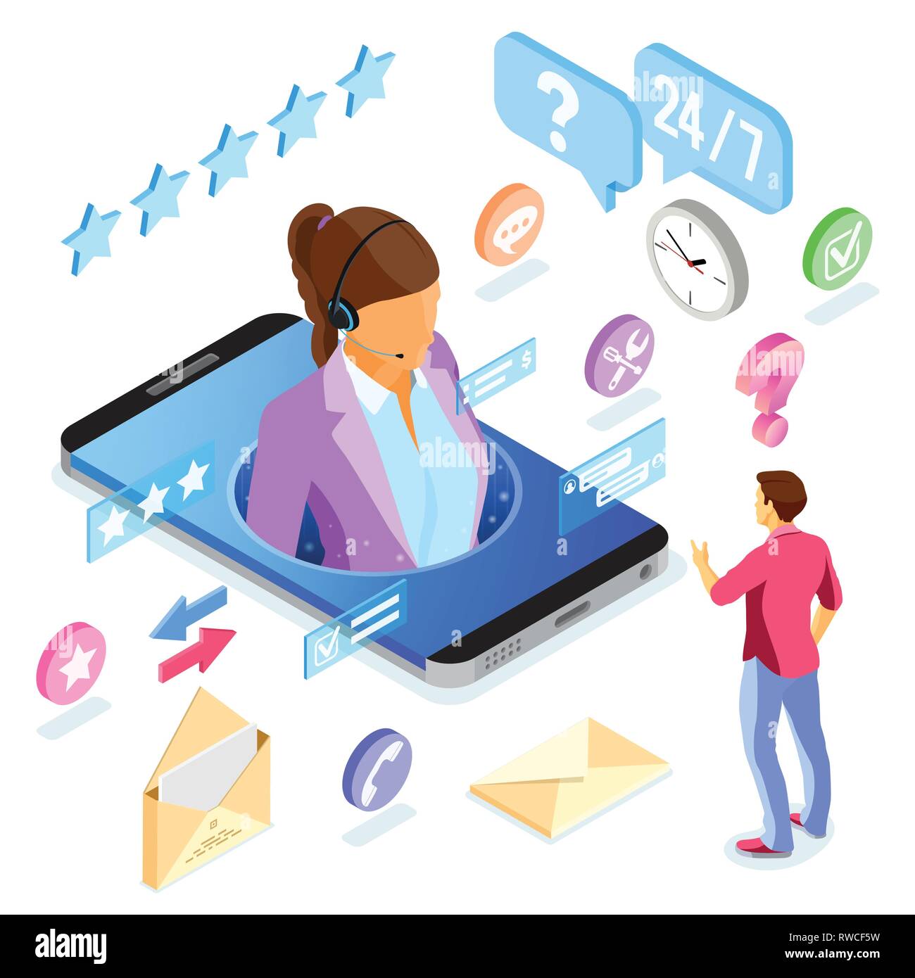 Isometric Online Customer Support Stock Vector Image & Art - Alamy