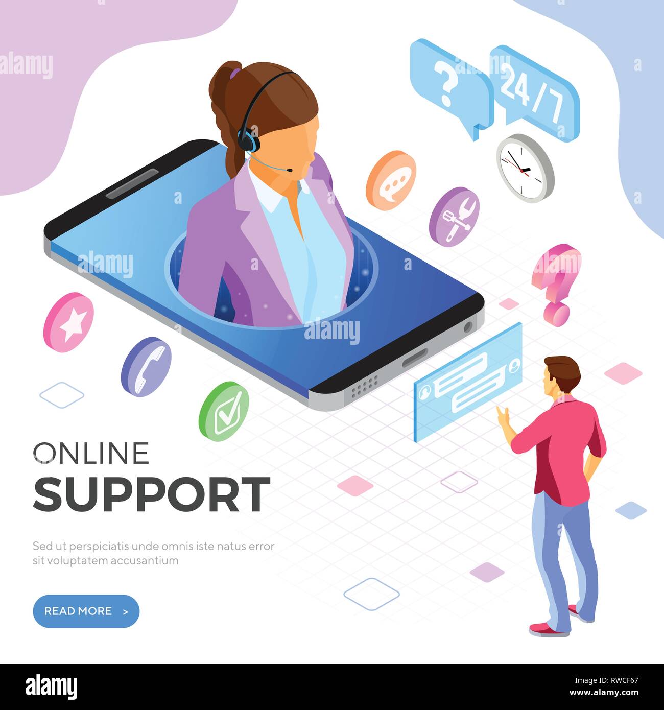 Isometric Online Customer Support Stock Vector Image & Art - Alamy