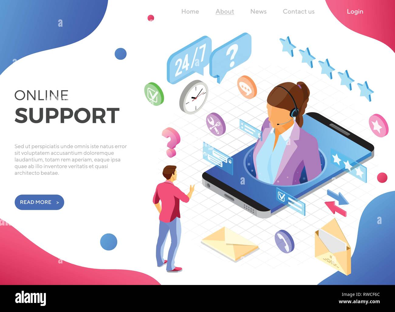 Isometric Online Customer Support Stock Vector Image & Art - Alamy