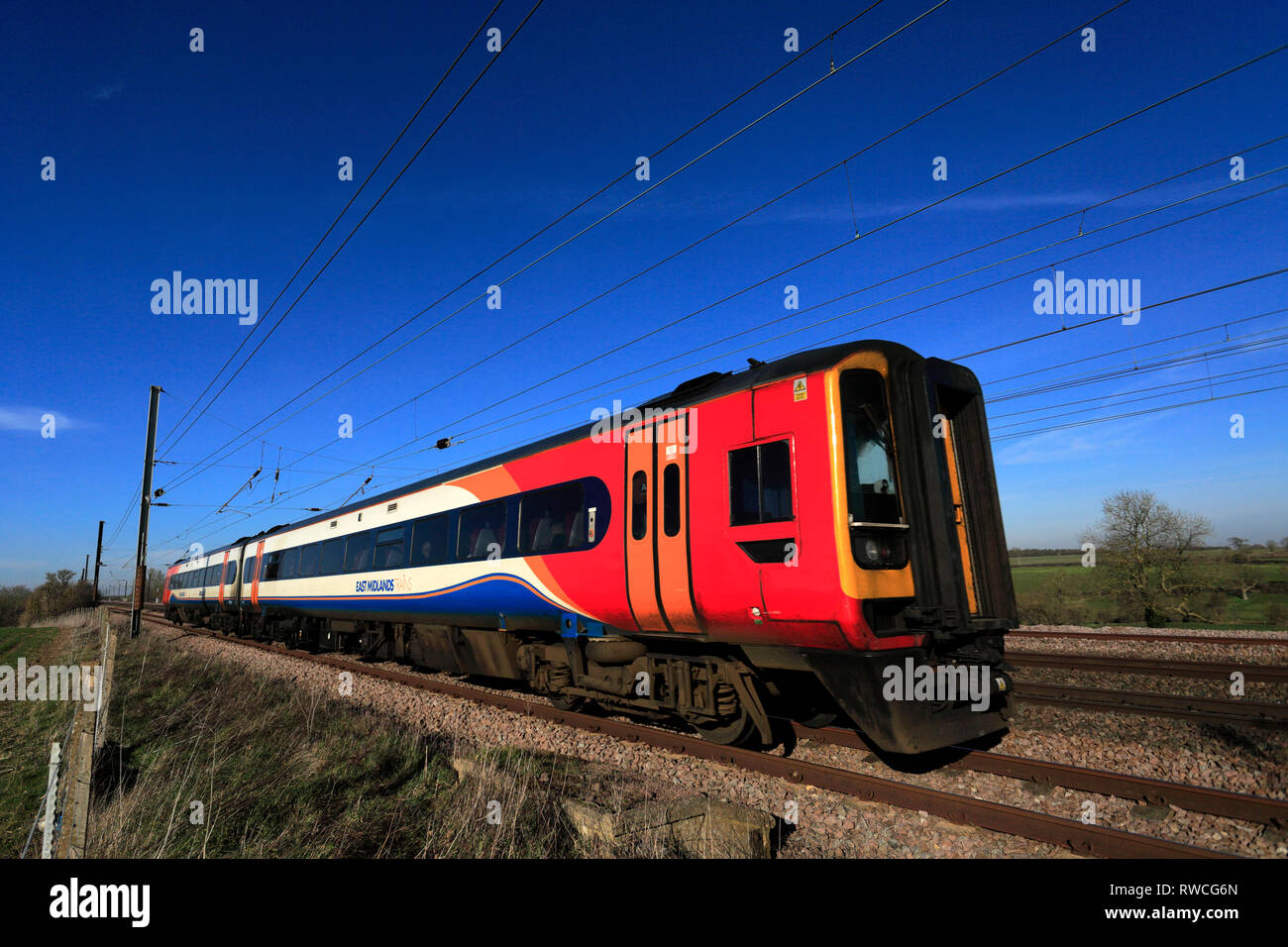 East Midlands trains 158 East Coast Main Line Railway, Peterborough ...