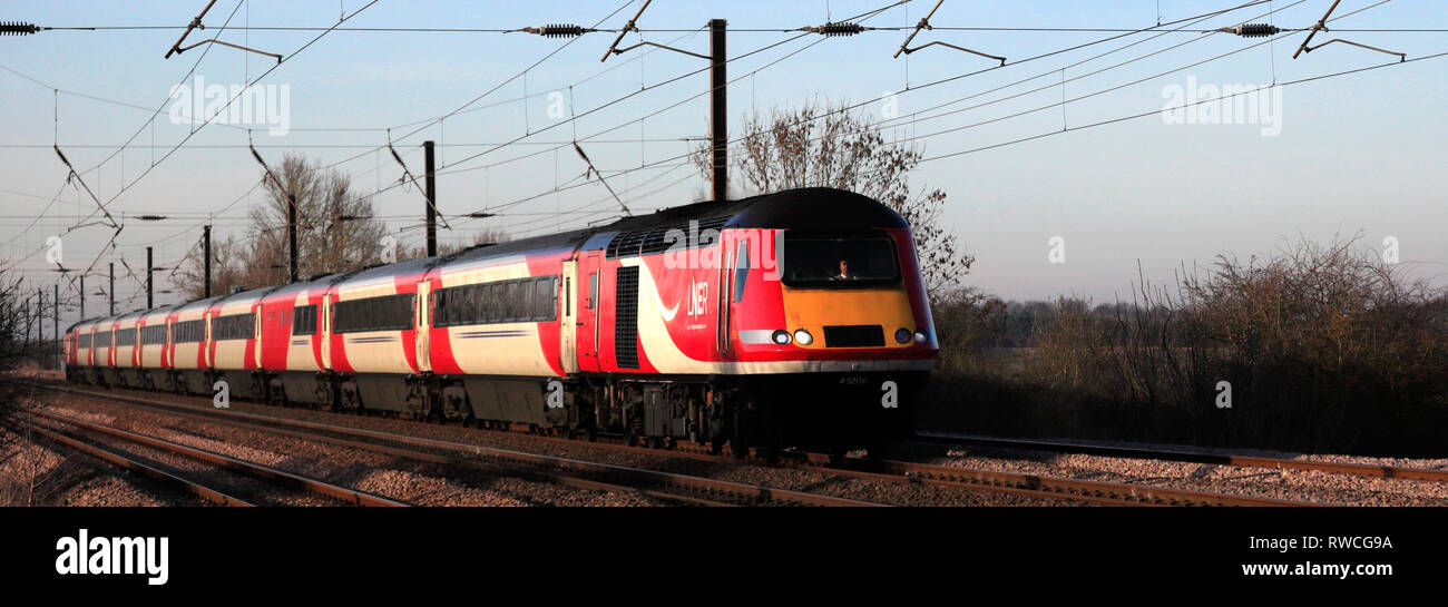 HST 43206 LNER train, London and North Eastern Railway, East Coast Main Line Railway, Grantham ...