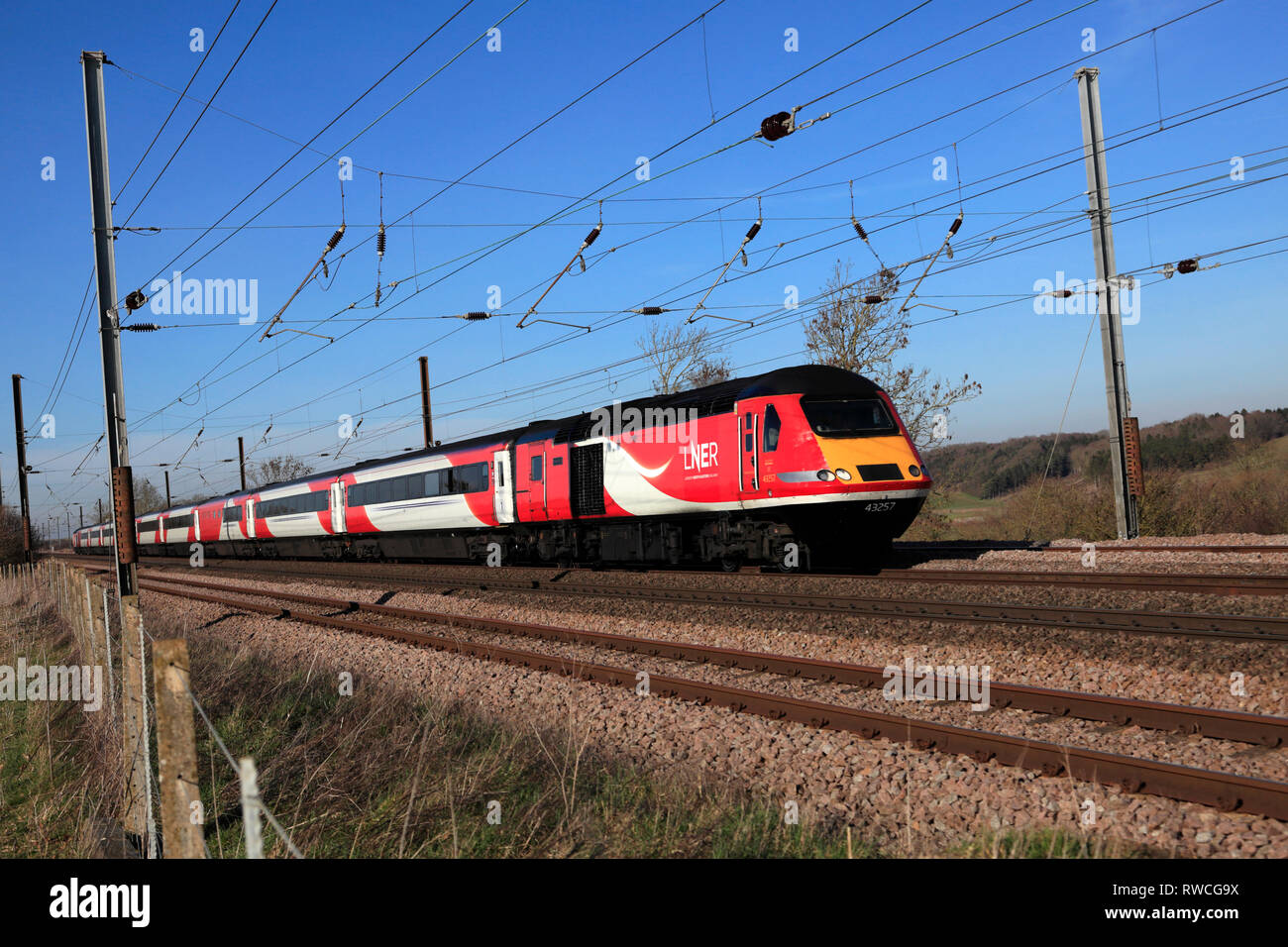 HST 43257 LNER train, London and North Eastern Railway, East Coast Main ...
