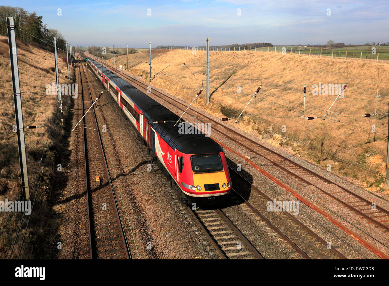 HST 43315 LNER train, London and North Eastern Railway, East Coast Main Line Railway, Grantham ...