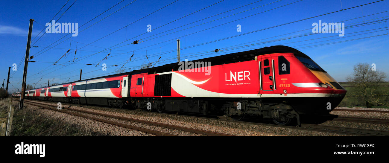HST 43320 LNER train, London and North Eastern Railway, East Coast Main Line Railway, Grantham ...