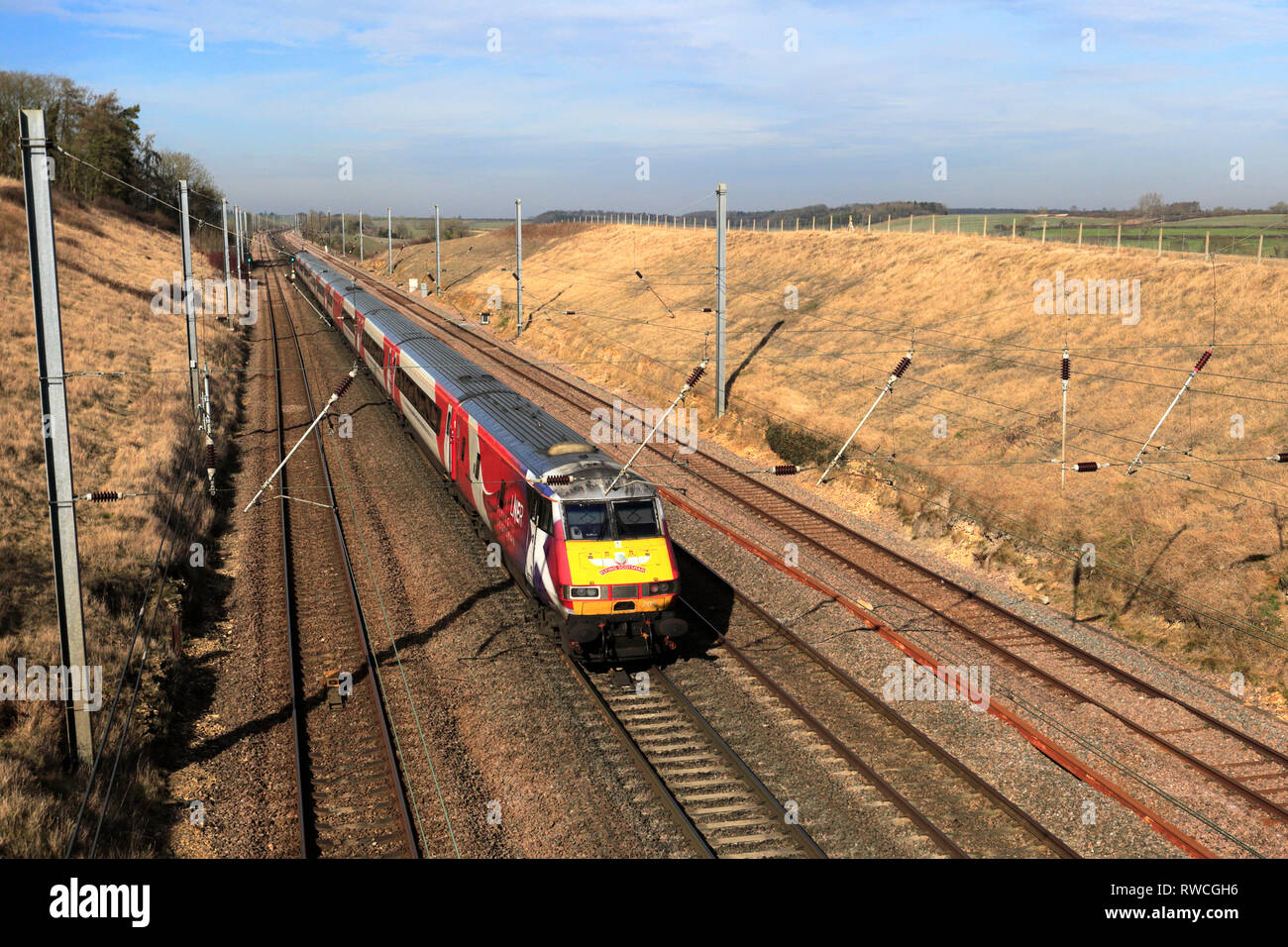 82205 Flying Scotsman LNER train, London and North Eastern Railway, East Coast Main Line Railway ...