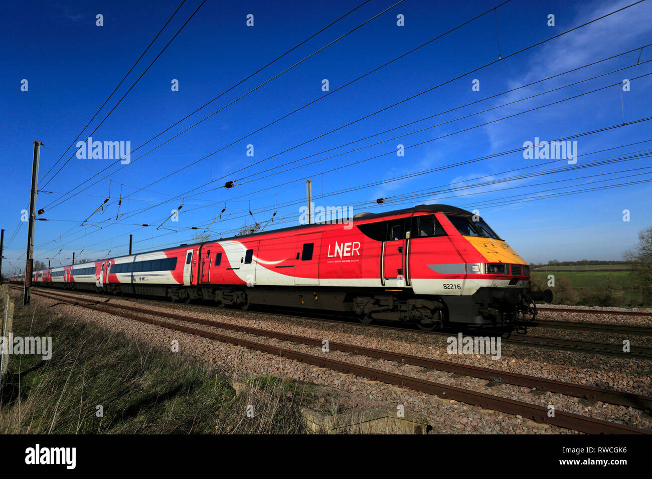 82216 LNER train, London and North Eastern Railway, East Coast Main Line Railway, Grantham ...