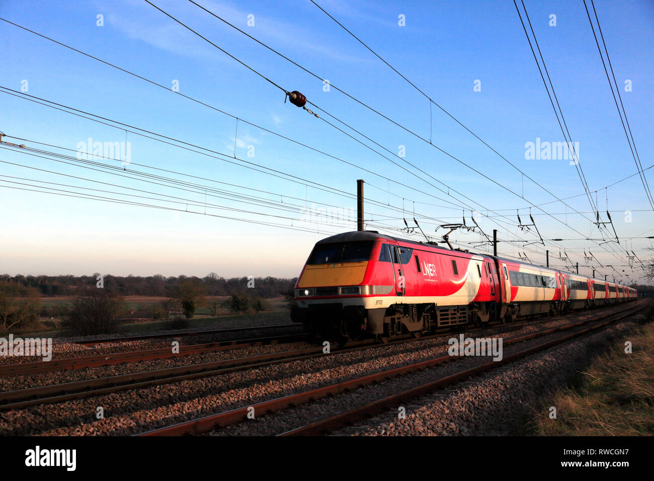 91113 LNER train, London and North Eastern Railway, East Coast Main Line Railway, Grantham ...