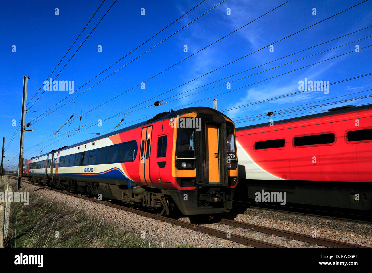 East Midlands trains 158770 East Coast Main Line Railway, Peterborough ...