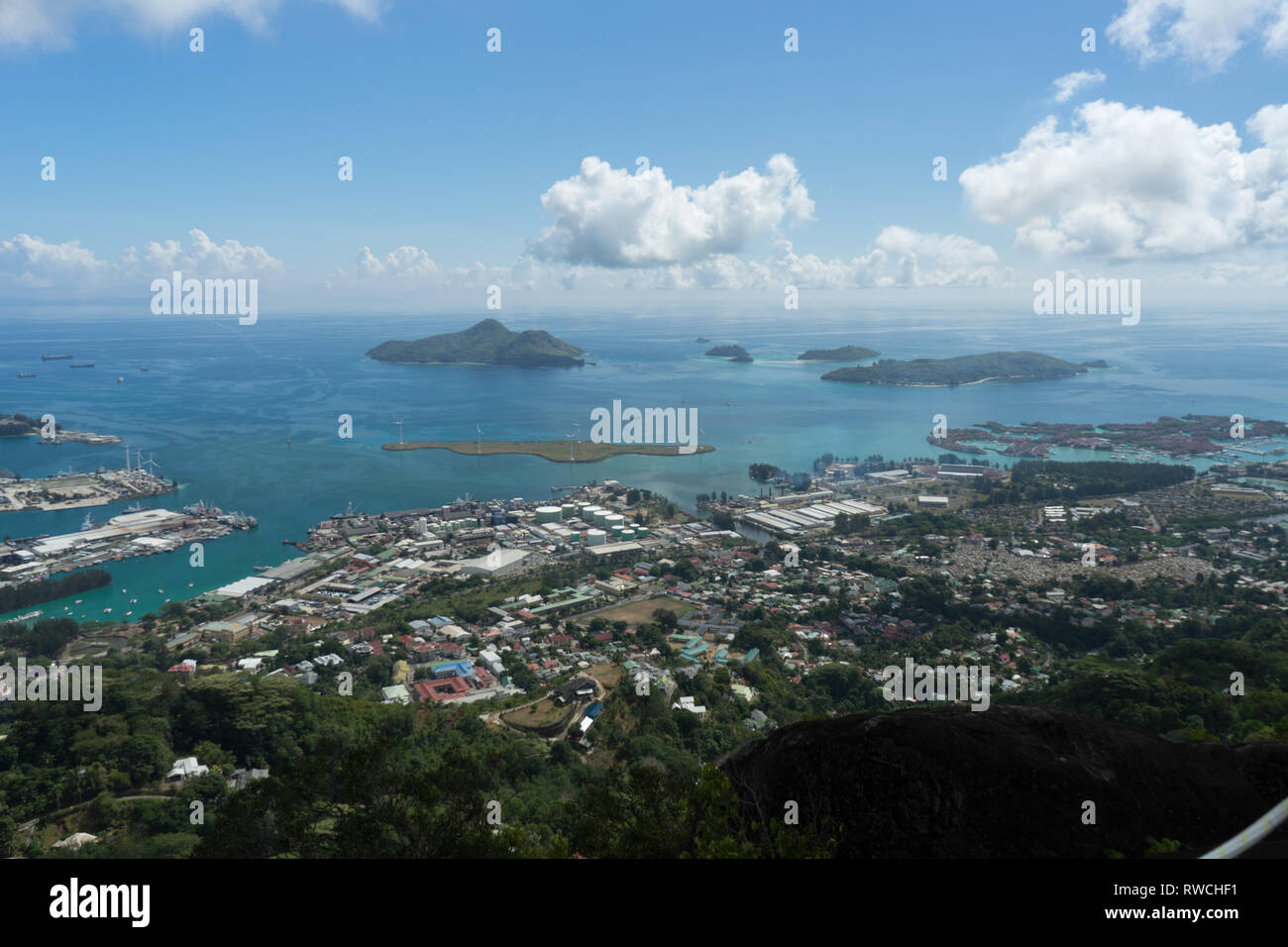 Panoramic view of Victoria the capital city of Seychelles Stock Photo ...