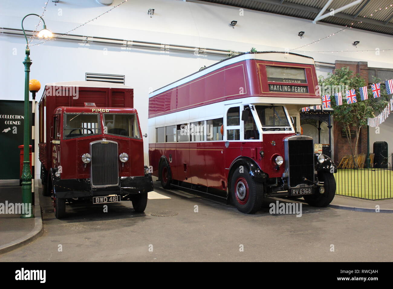 Vintage red buses Stock Photo - Alamy