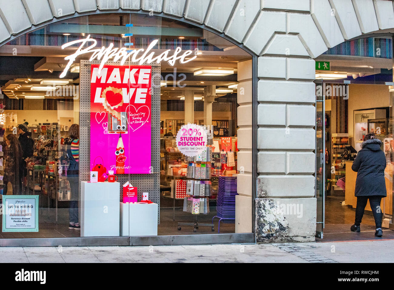 LEEDS, UK - 29 January 2019. Paperchase shop front and sign outside ...