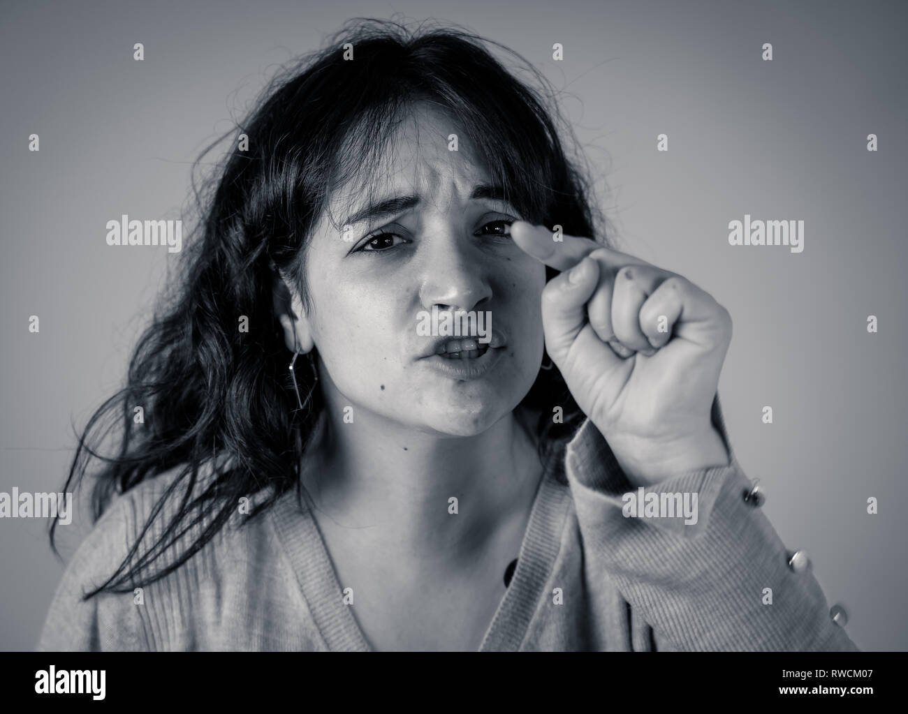 Facial expressions and emotions. Close up portrait of Young attractive ...