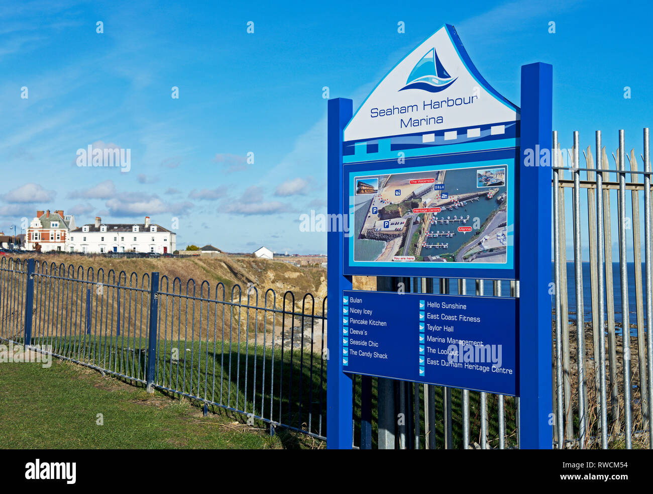 Sign for Seaham Marina, Seaham, Co Durham, England UK Stock Photo - Alamy